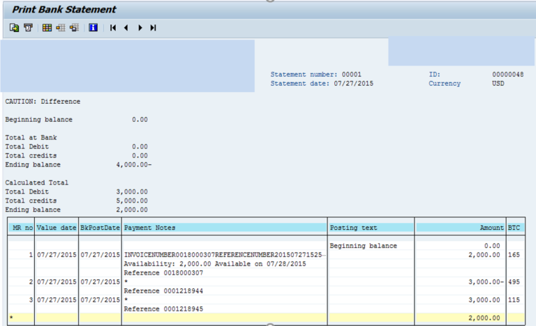 Sap Electronic Bank Statement