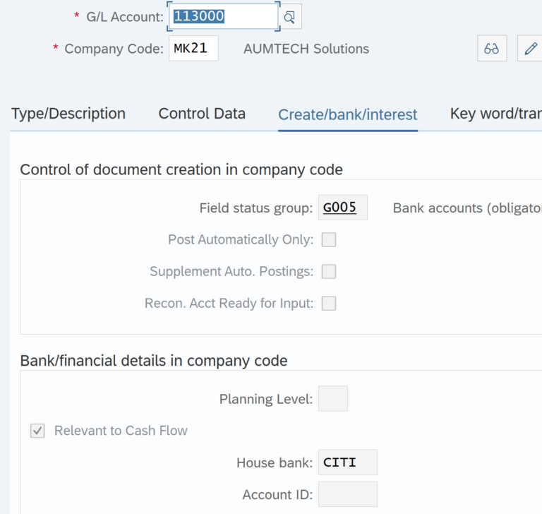 SAP S4/HANA Bank Account Management | AUMTECH Solutions-SAP Training